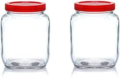 Yera Glass Jar With Red Lid Kitchen Storage Container - 1830 Ml Pack Of ...