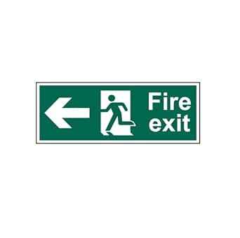 Double Sided Fire Exit Safety Sign, Arrow Left, 3mm Foamex Board, Pre ...