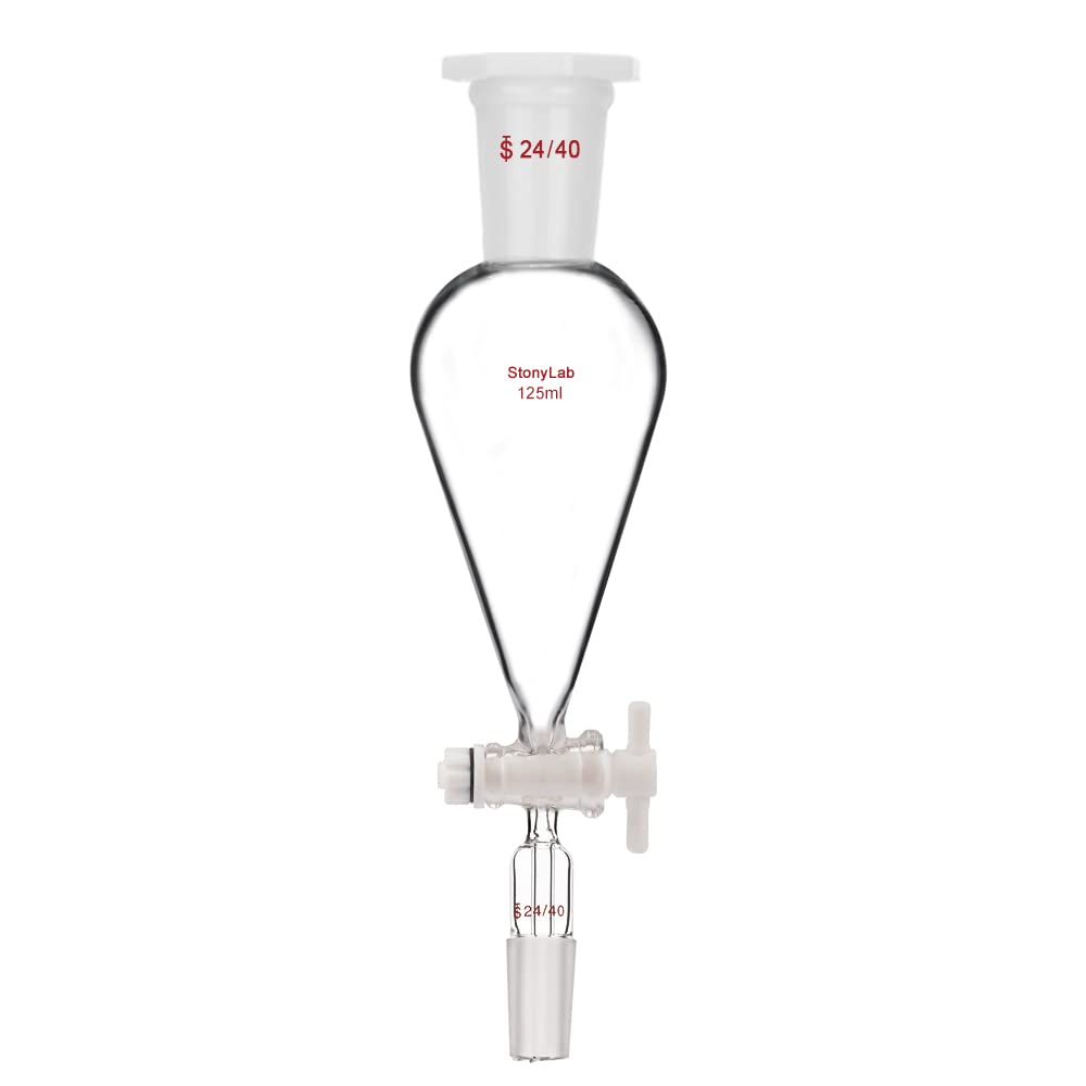 Buy stonylab Separatory Funnel with PTFE Stopcock, 125 ml Conical Pear ...