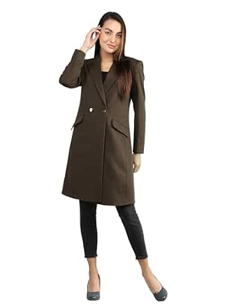 Buy RAGE Women Woolen Stylish Long Sleeve Regular Coat for Winter Brown ...