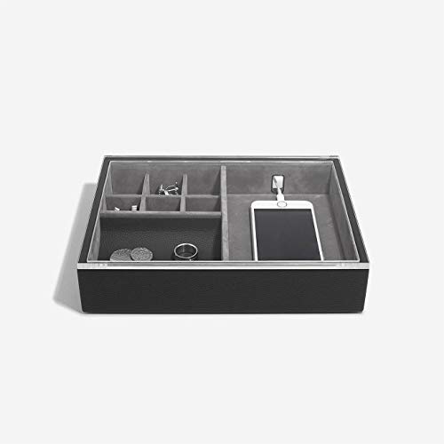 Stackers Pebble Black Valet Tray with Acrylic Display Lid - BigaMart
