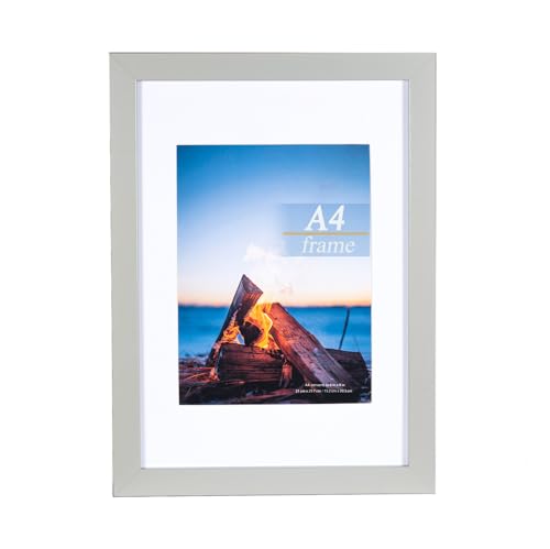 Grey Wooden Picture Frames A4 with Mount,A4Frame,A4 Picture Frames,A4 ...