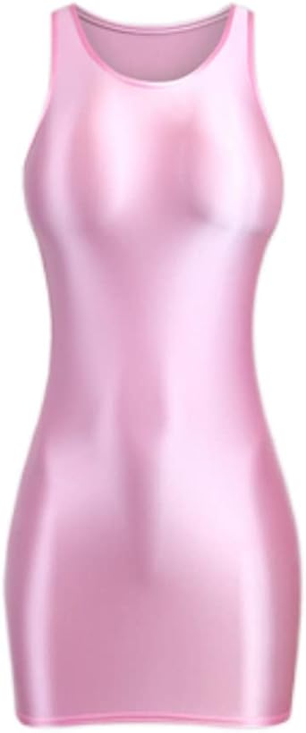 Amazon | MJINM レディース超光沢ワンピースドレス.伸縮性 極薄素材.激密着.目立つレースクイーン キャンペーンガール パーティー ...