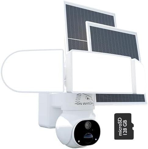 Amazon.com : ON WATCH 24/7 Recording Solar Floodlight Security Camera ...