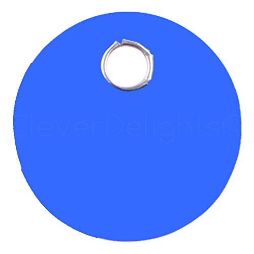 200 Pack - CleverDelights Blue Plastic Tags - 1" Round - Tear-Proof and ...