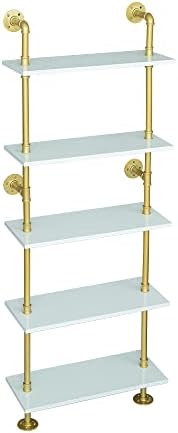 Amazon.com: HEONITURE 5 Shelf Modern Gold Bookshelf, Wall Mount White ...