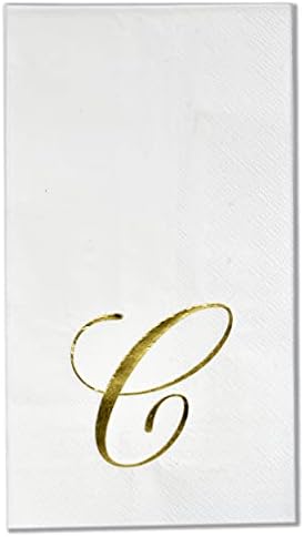 Amazon.com: Monogram Disposable Napkins with Pocket, 50 Pack Gold ...