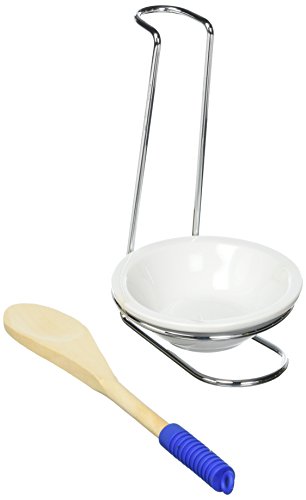 Home Basics Standing Spoon Rest with Ceramic Tray and Wooden Spoon ...