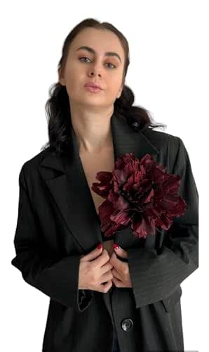 Amazon.com: Handmade Extra Large Red Flower Brooch - Oversized Rose ...