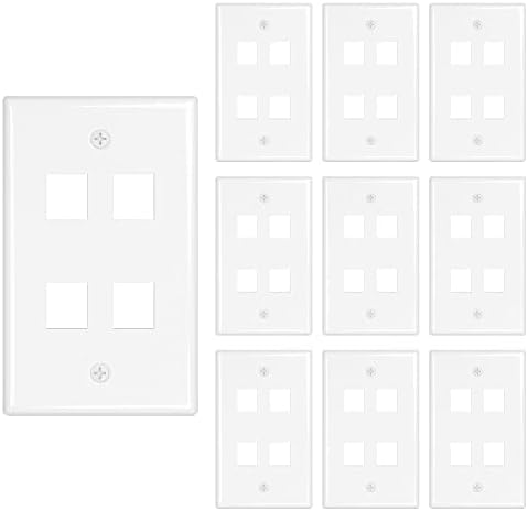 Amazon.com: VCE 4 Port Keystone Wall Plate UL Listed (10-Pack), Single ...