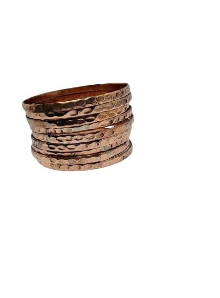 Amazon.com: Hammered Copper Bangles For Women, Slender Skinny Stackable Bangles,Half Round ...