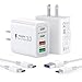 Amazon.com: USB C Quick Charger, 2 Pack 40W PD + QC3.0 Wall Charger ...