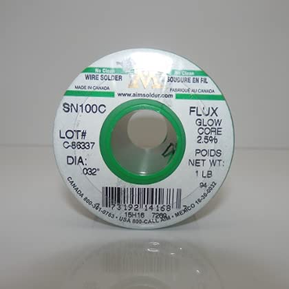 AIM SN100C Glow Core Wire Solder .032 2.5% Flux: Amazon.com: Tools ...