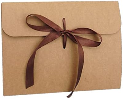 10pcs Kraft Gift Card Envelope Boxes with Ribbon Rectangle Present ...