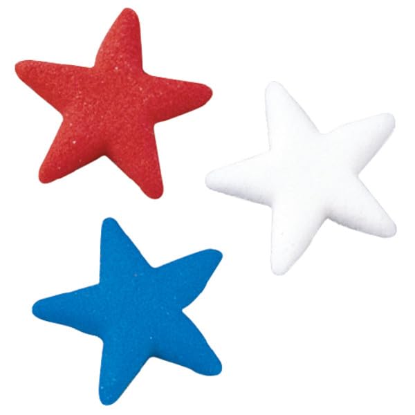 Amazon.com: Mini Red, White, and Blue Star Edible Sugar Cake Toppers ...