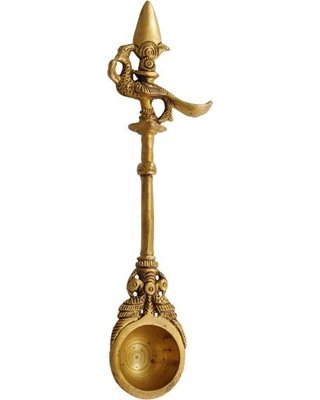 Buy Purpledip Brass Udharini Spoon Parrot Hawan Aarti: Vintage ...