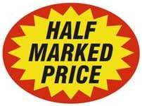 Amazon.com : Promotional Label - Half Marked Price - 40x30mm Oval Label ...