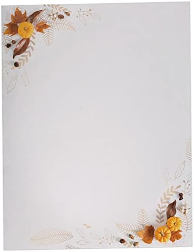Amazon.com : Pumpkins & Leaves Fall Stationery Paper - 60 Sheets Fall ...
