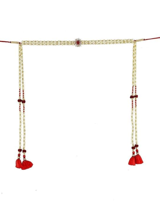 Anuradha Art Jewellery Golden Finish Styled with Red Beads Metal Mala ...