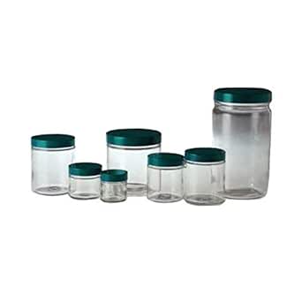 Qorpak GLC-01713 Tall Straight Sided Round Bottle with 63-400 Green Thermoset F217 and PTFE ...