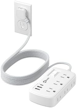 Amazon.com: Flat Plug Extension Cord 25 ft Surge Protector Power Strip ...