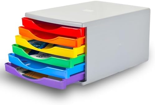 Deflecto Rainbow Colours Desk Drawer Set featuring 6 x 30mm drawers ...