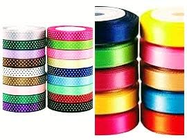 Smart King Satin Ribbon 0.50 inches Set of 10 ribbions (5 Plain and 5 ...