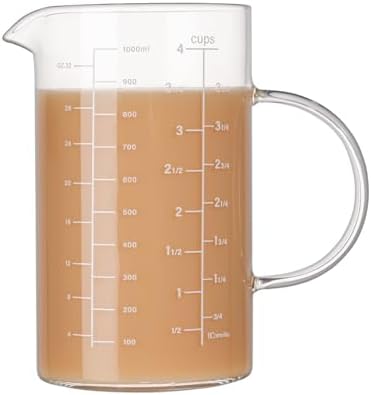 Amazon.com: 1L Glass Measuring Cups Jugs with Lid Large Measuring ...