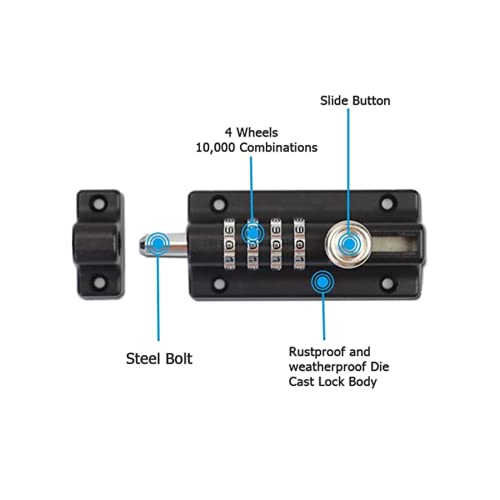 Combination Bolt Door Lock (COMBI4) – 4-Wheel Combination Lock ...