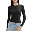 C202 Women's Long Sleeve Shirts Crew Neck Slim Fit Going Out Tops Basic ...