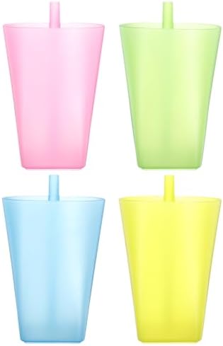 Amazon.com : MAGICLULU 4Pcs Cup with Built in Straw Plastic Water Sippy ...