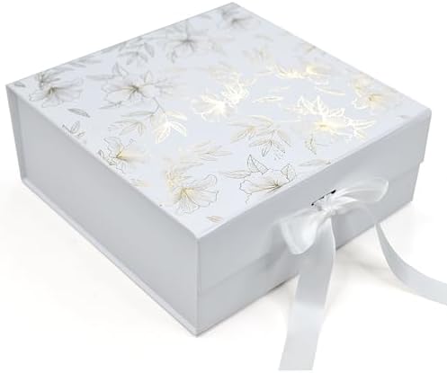RBS® MEDIUM White Empty Gift Box 26 x 26 x 10cm Decorative Floral Gift ...
