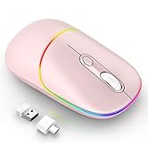 Amazon.com: RAPIQUE LED Wireless Mouse, Rechargeable Silent RGB Light ...