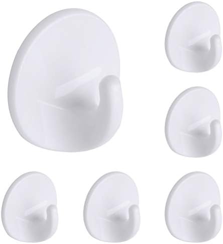 kuou 6 Packs Self Adhesive Plastic Hooks, Seamless Wall Hooks Heavy ...