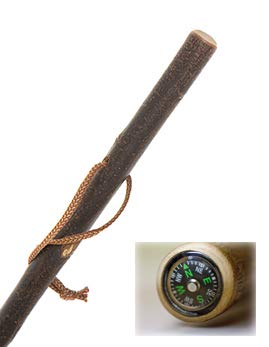 Linden Leisure Barked Chestnut Wood Hiking Stave with Compass Pole ...