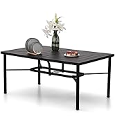 Amazon.com: PHI VILLA 37 Inch Outdoor Dining Table Metal Steel Slat ...