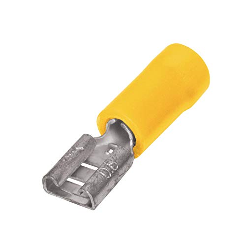 Push-on Terminal, Female, Tinned Brass, Vinyl Insulated, 12-10 AWG STR ...