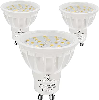 Amazon | Aiwode GU10 LED電球、GU10口金LEDスポットライト、5.5W(50-60W形相当)、自然色4000K、非調光器対応、RA＞85 広角120度 、高輝度 ...