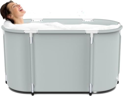 Inflatable Adult Bath Tub with Bubble Massage Mat, 59Inches Collapsible ...