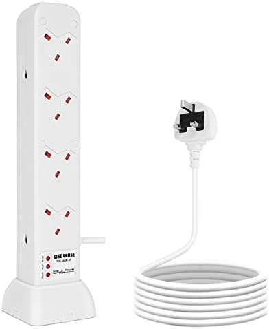 SE UKASE Extension Lead Power Strip Tower, 4 Way Socket Surge ...