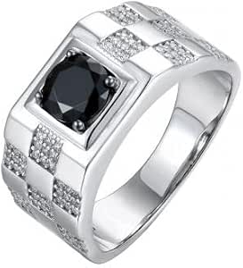 OSKINIA Square Ring for Men 925 Sterling Silver Wedding Band Engagement ...