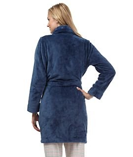 Nautica Sleepwear Women's Short Plush Robe, Blue, Large/X-Large ...