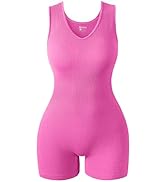 Amazon.com: OQQ Women Rompers Ribbed Short Sleeve Zip Front Stretch ...