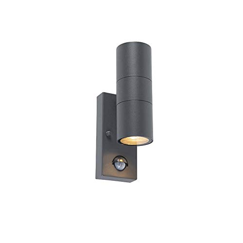 Qazqa - Outdoor Wall Lamp I Wall Light Anthracite 2-Light IP44 with ...