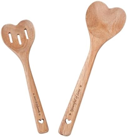 Amazon.com: Bamboo Heart Shaped Spoon for Cooking - Wooden Cook with ...