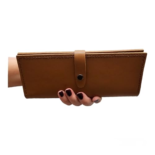 Amazon.com: Handmade Bifold Long Slim leather Wallets for women ...