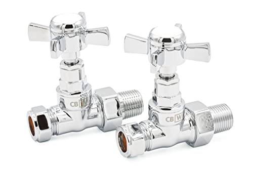 Center Traditional Chrome Radiator Valves Straight Pair of 15mm Valves ...
