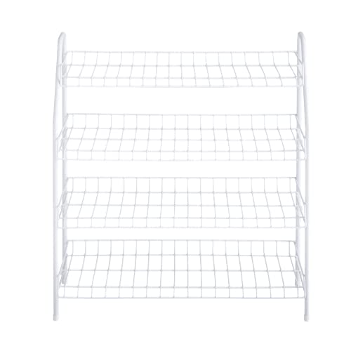Snapklik.com : 4-Tier Wire Shoe Rack, White, Simple Assemble, Storage ...