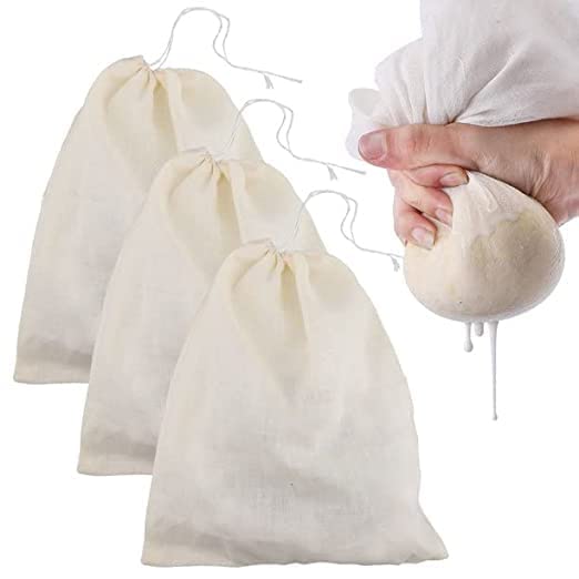 Breezy Blends Muslin Cheese Cloth Bag for Kitchen, Unbleached Reusable ...