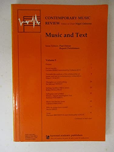 Buy Music and Text: A special issue of the journal Contemporary Music ...